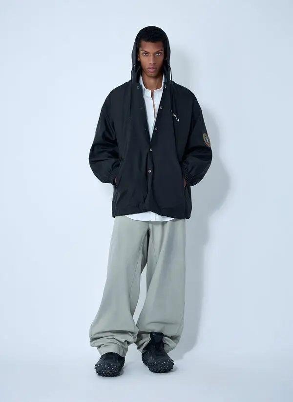 Balenciaga Logo Motif Hooded Windbreaker Jacket