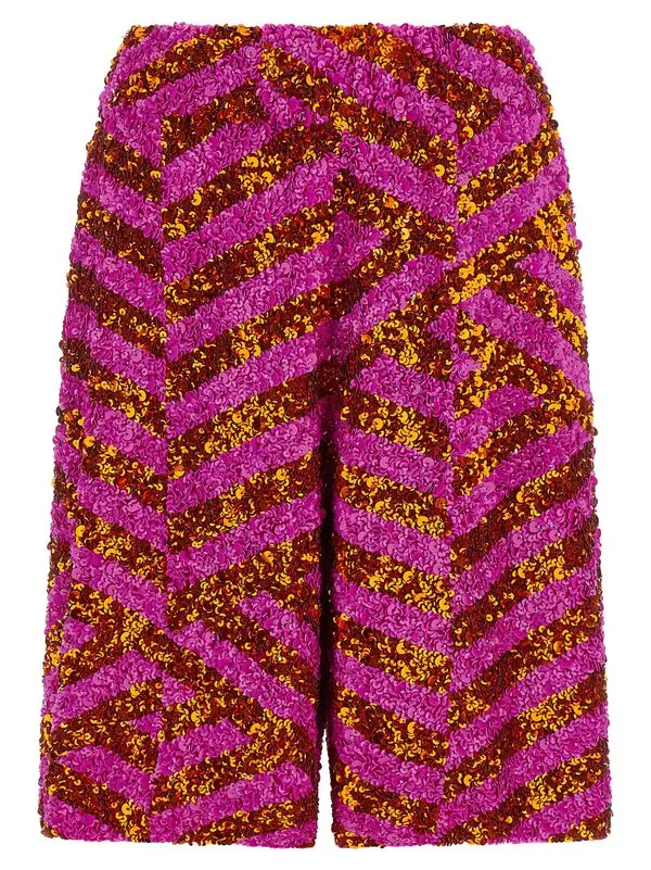 Dries Van Noten Sequined Wide-leg Bermuda Shorts - Multicolor