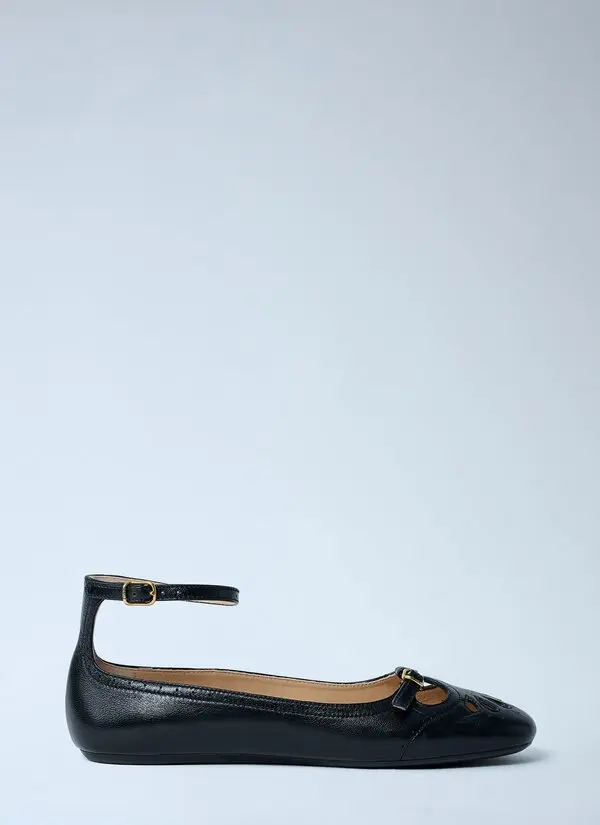 Chloé Ballerina Flats With Adjustable Ankle Strap - Black
