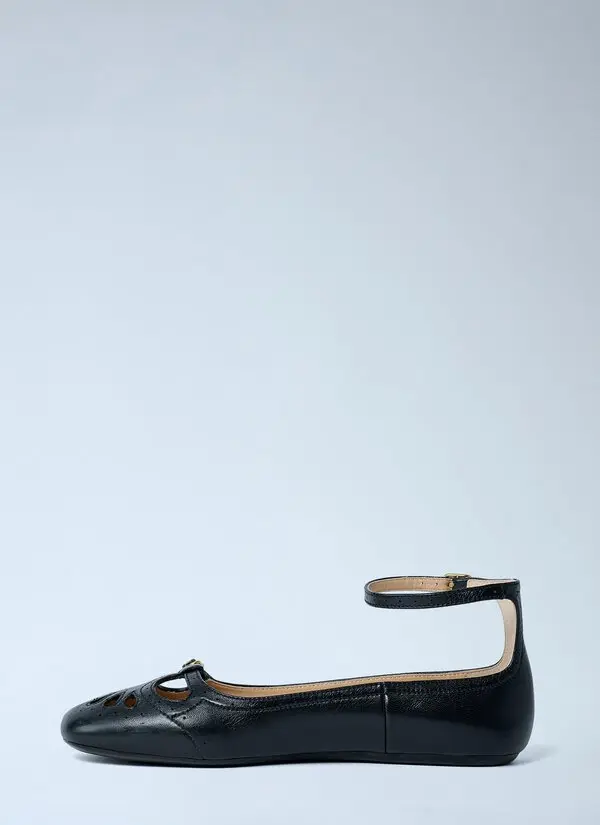 Chloé Ballerina Flats With Adjustable Ankle Strap - Black