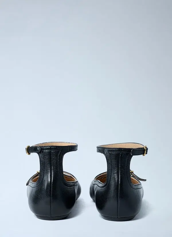 Chloé Ballerina Flats With Adjustable Ankle Strap - Black