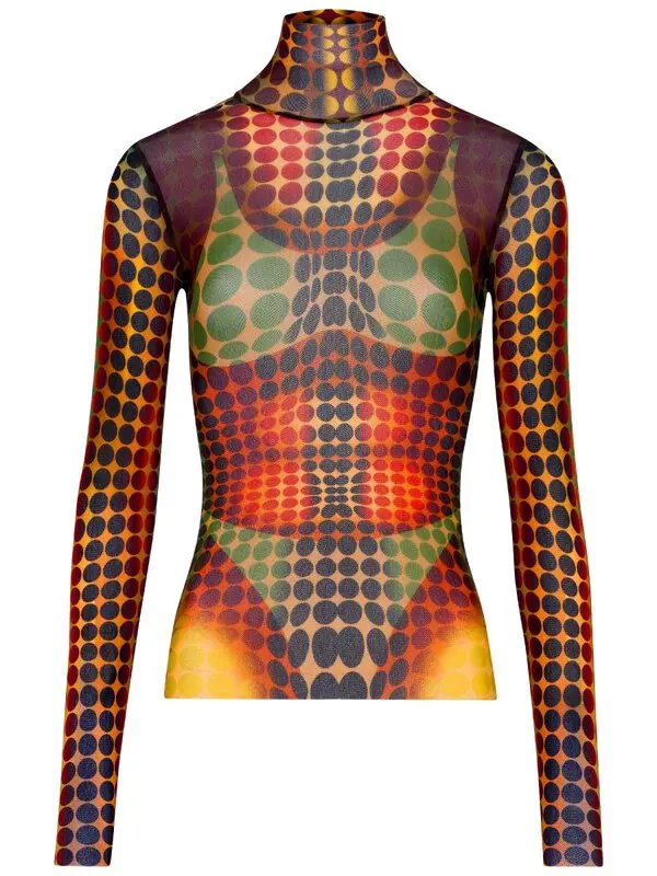 JEAN PAUL GAULTIER High Neck Printed Top