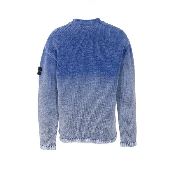 Stone Island Logo Patch Gradient Effect Crew Neck Sweater - Blue