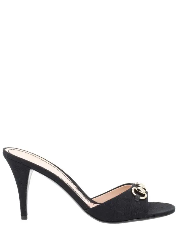 Gucci Sandalo Horsebit Heeled Mules - Black