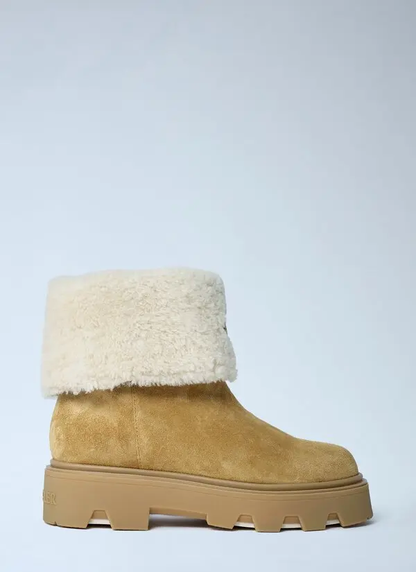 Moncler Suede Ankle Boots With Shearling Trim - Multicolor