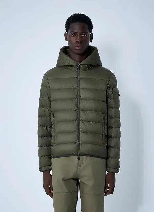 Moncler Najan Short Down Jacket With Hood And Side Logo - Green