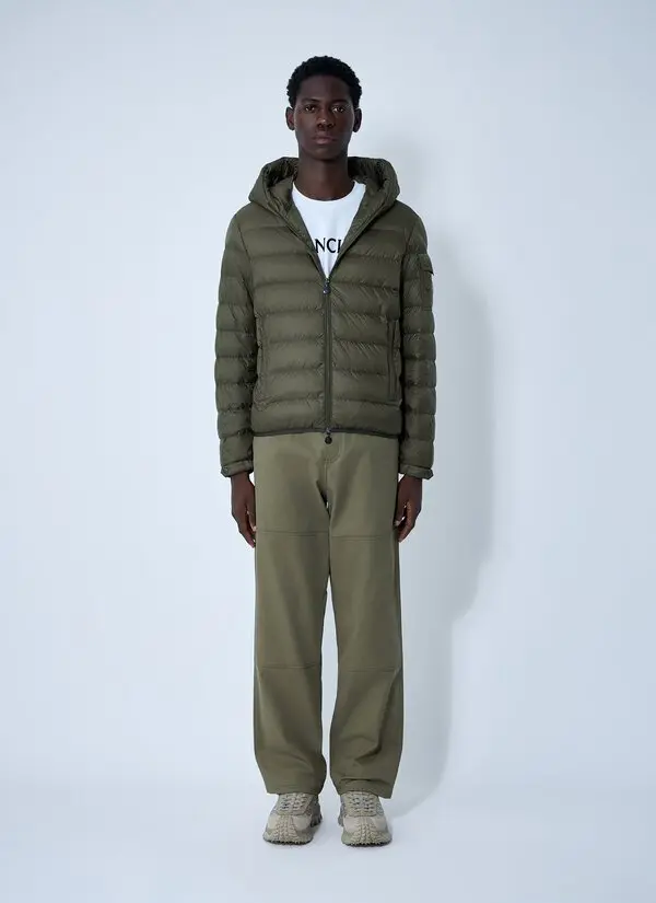 Moncler Najan Short Down Jacket With Hood And Side Logo - Green