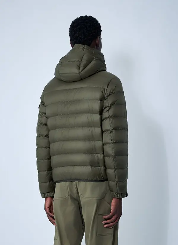 Moncler Najan Short Down Jacket With Hood And Side Logo - Green
