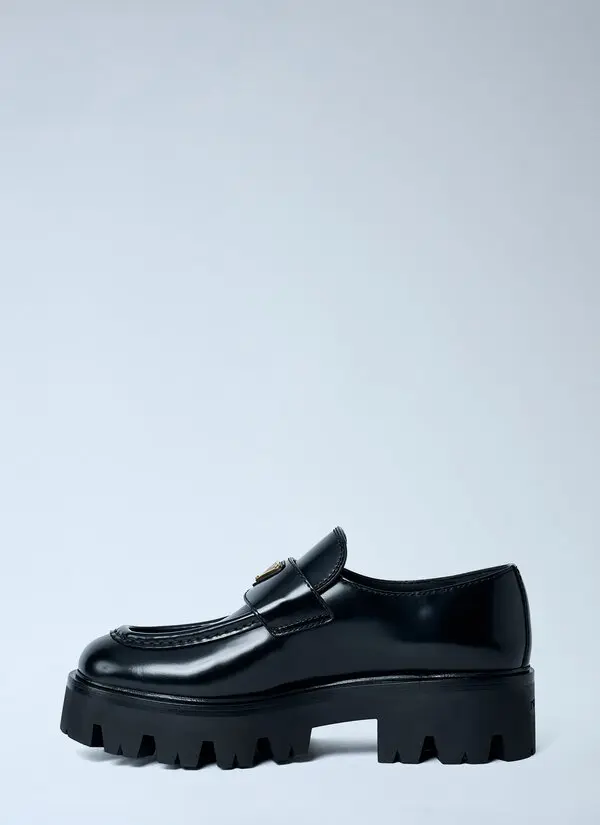 Prada Brushed Leather Loafers - Black