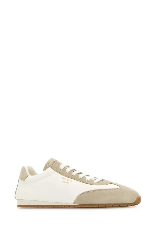 Prada Two-tone Nappa Leather And Suede Lace-up Sneakers