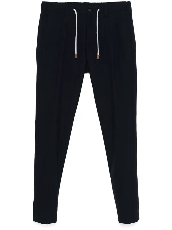 Eleventy Pleated Wool-blend Trousers - Blue