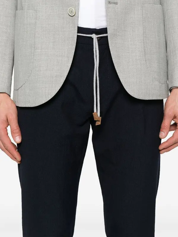 Eleventy Pleated Wool-blend Trousers - Blue