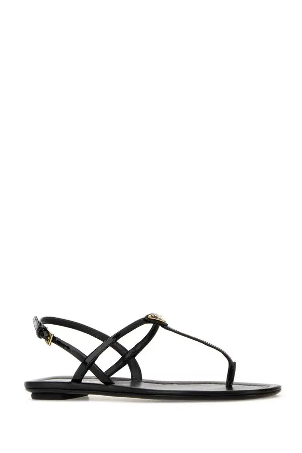 Prada Leather Thong Sandals - Black