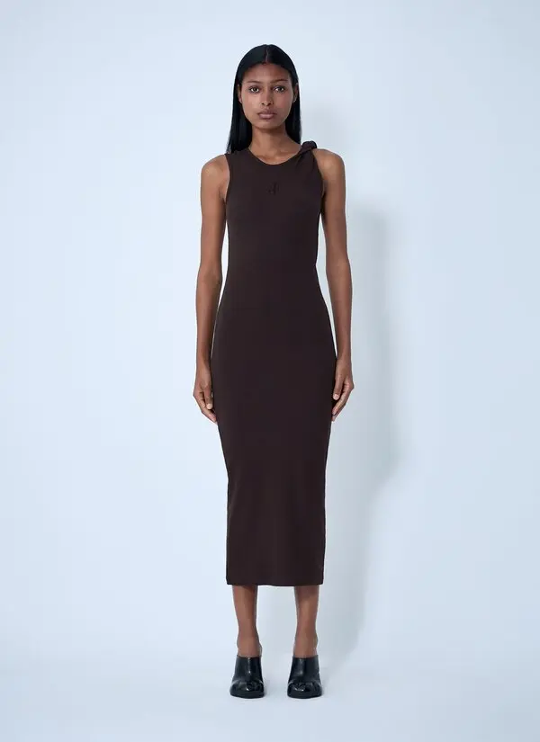 JW Anderson Ribbed Midi Dress With Logo Embroidery - Multicolor