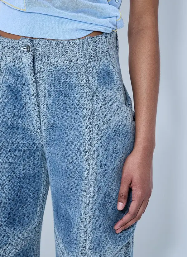 KIKO KOSTADINOV High-rise Wide-leg Textured Denim Pants - Blue
