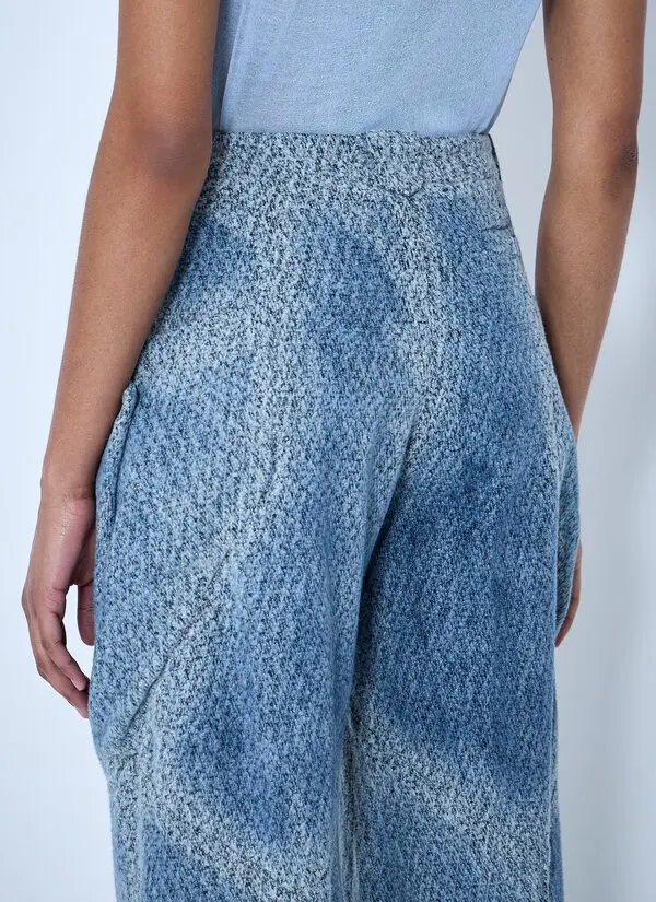 KIKO KOSTADINOV High-rise Wide-leg Textured Denim Pants - Blue