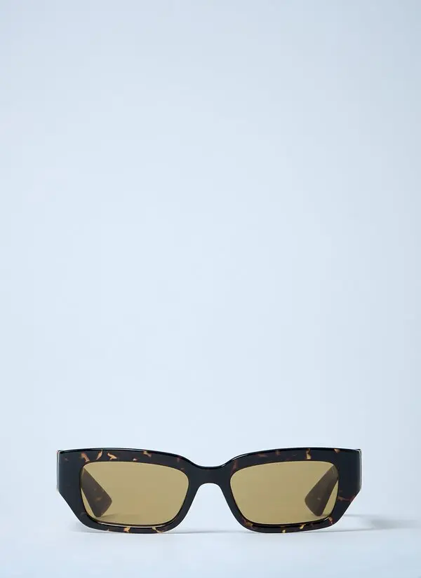 Bottega Veneta Rectangular Sunglasses With Gold-finished Detailing - Brown