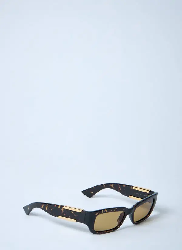 Bottega Veneta Rectangular Sunglasses With Gold-finished Detailing - Brown
