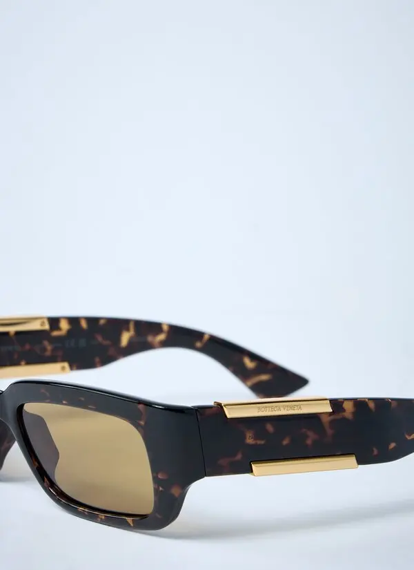 Bottega Veneta Rectangular Sunglasses With Gold-finished Detailing - Brown