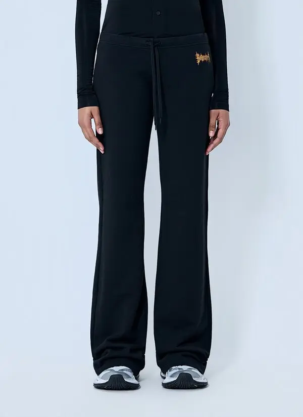 Balenciaga Embroidered Logo Wide-leg Sweatpants - Black