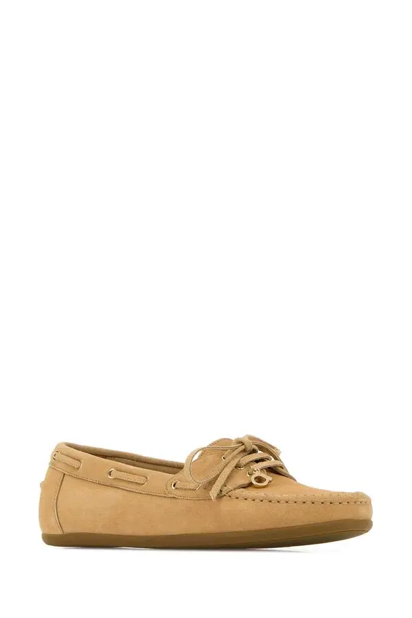 FERRAGAMO Beige Suede Loafers - Brown