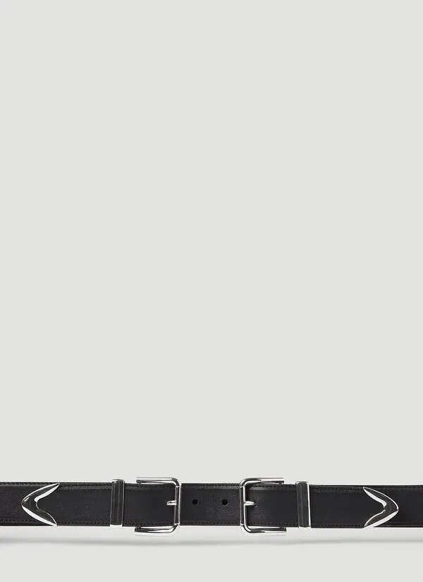 Dolce & Gabbana Double Buckle Leather Belt - Black