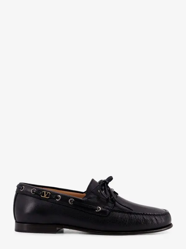 Valentino Garavani Black Leather Loafers - Multicolor