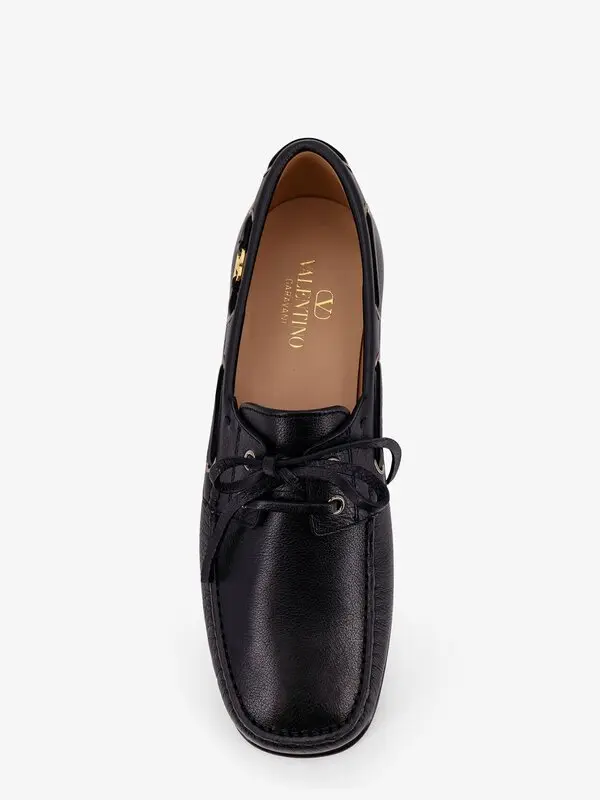 Valentino Garavani Black Leather Loafers - Multicolor