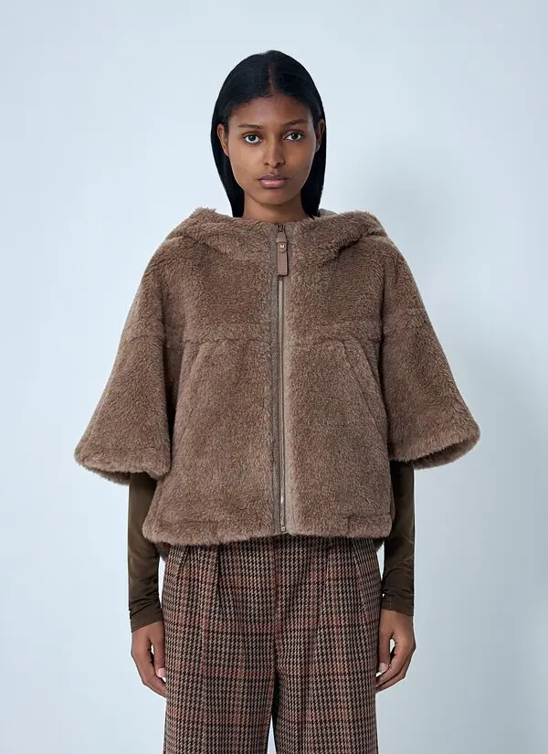 Max Mara Wool-cashmere Blend Cropped Hooded Jacket - Brown