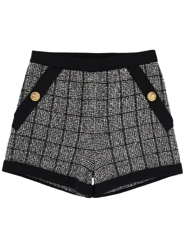 Balmain Cotton Tweed Shorts - Black
