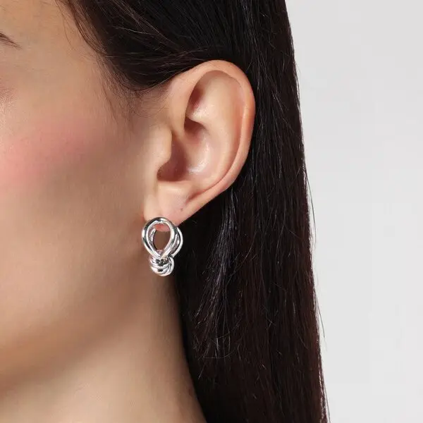 Bottega Veneta Sterling Knot Detail Earrings - Silver
