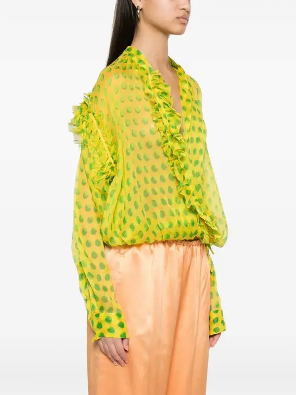 Dries Van Noten Cenver Bis" Silk Polka Dot Blouse - Multicolor