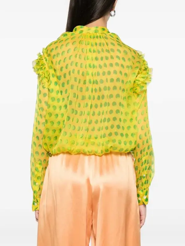 Dries Van Noten Cenver Bis" Silk Polka Dot Blouse - Multicolor