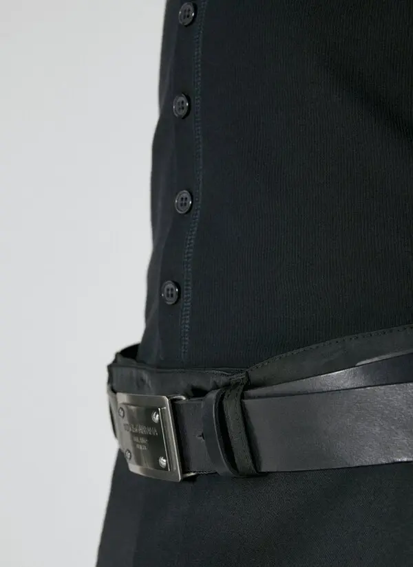 Dolce & Gabbana Logo Plaque Leather Belt