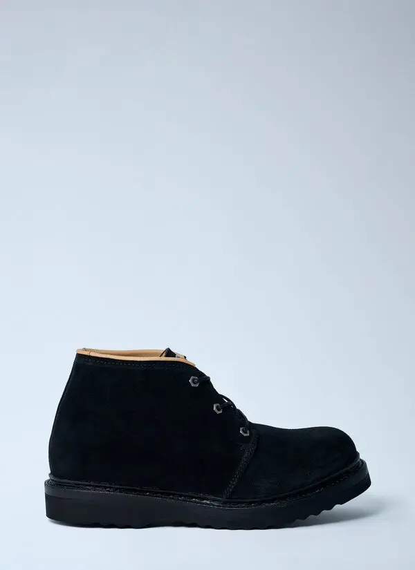 Our Legacy Suede Lace-up Boots With Vibram Sole - Black