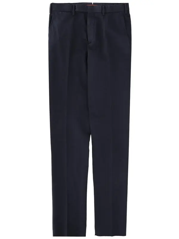 Zegna Tailored Cotton And Linen Blend Trousers - Blue