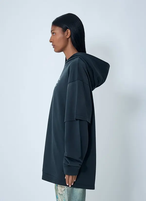 Acne Studios Layered Logo Motif Hooded Sweatshirt
