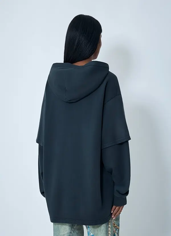Acne Studios Layered Logo Motif Hooded Sweatshirt