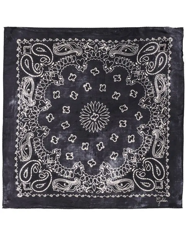 GOLDEN GOOSE Foulard Paisley Silk Scarf - Black