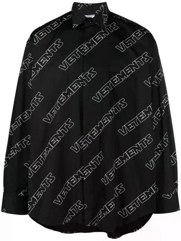 Vetements All-over Logo Print Cotton Shirt