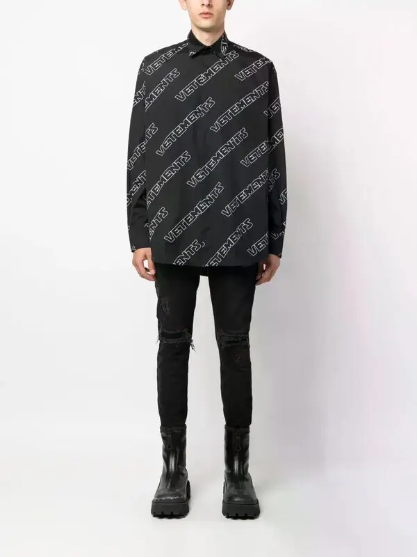 Vetements All-over Logo Print Cotton Shirt