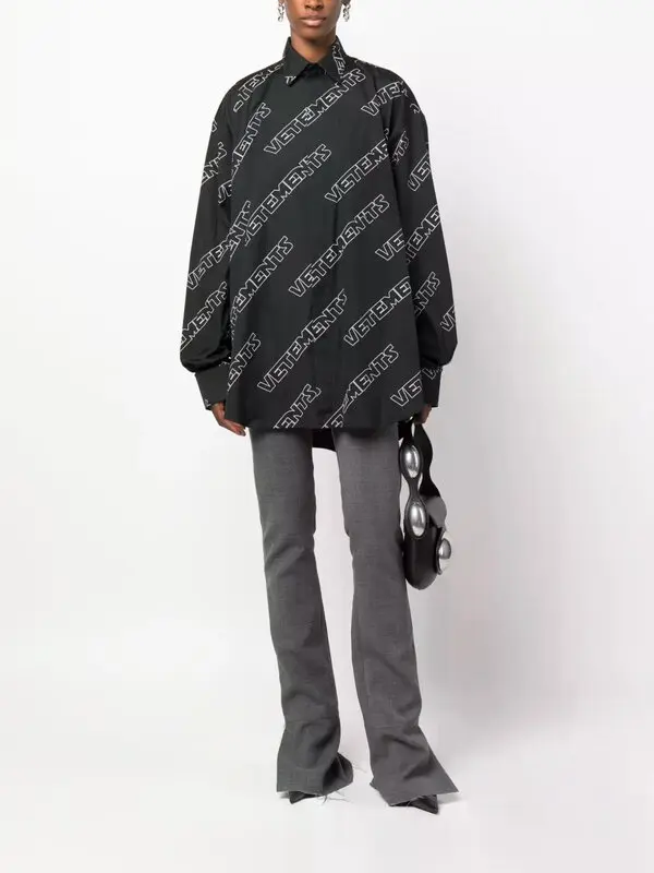 Vetements All-over Logo Print Cotton Shirt