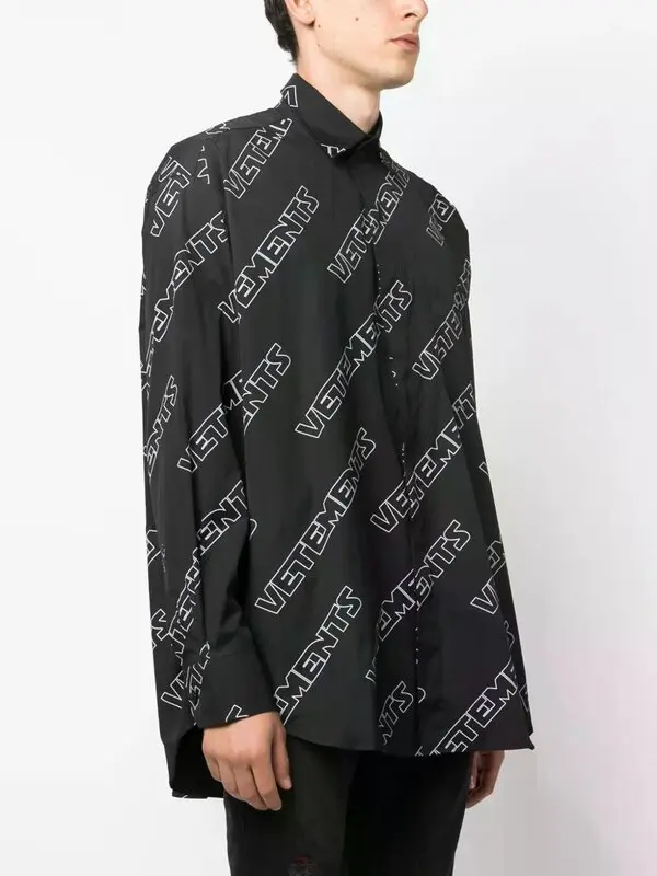 Vetements All-over Logo Print Cotton Shirt