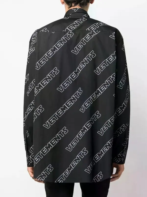 Vetements All-over Logo Print Cotton Shirt
