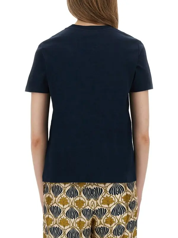 Max Mara Madera Cotton T-shirt With Pocket Detail - Blue