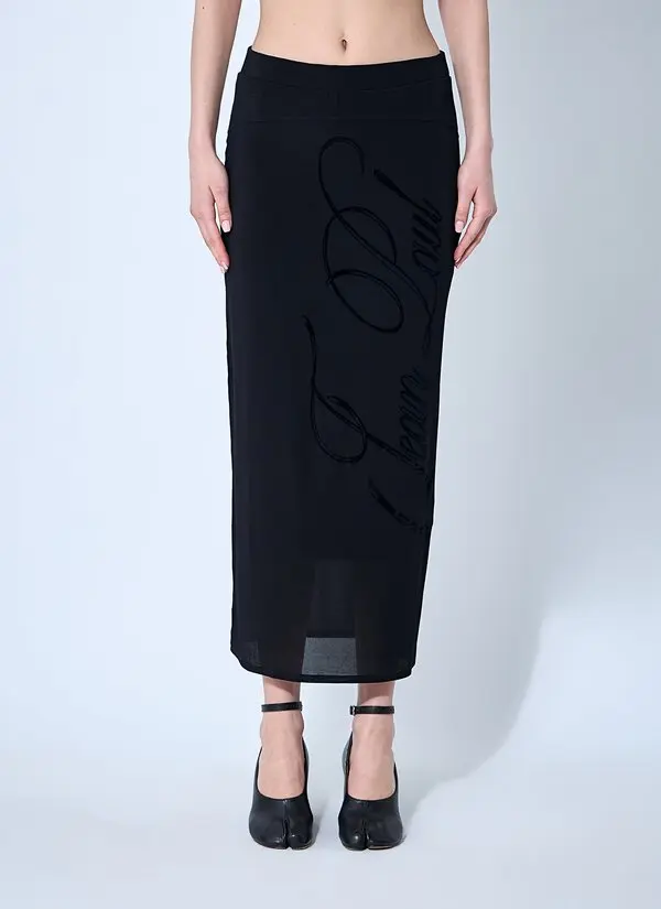 JEAN PAUL GAULTIER Mesh Tattoo Midi Skirt - Black