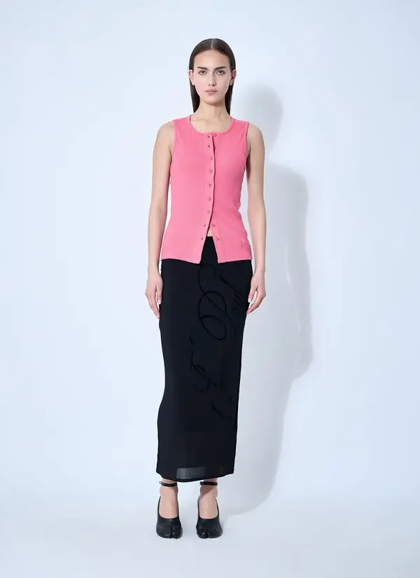 JEAN PAUL GAULTIER Mesh Tattoo Midi Skirt