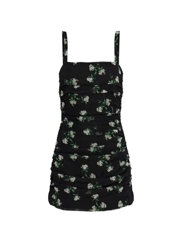 Dolce & Gabbana Floral Print Silk Blend Dress - Black