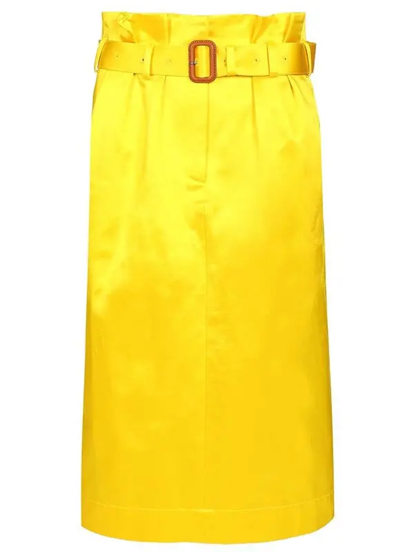 Dries Van Noten Cotton Satin Skirt - Yellow