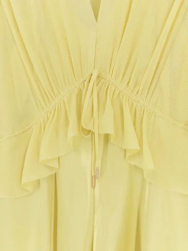Alberta Ferretti Yellow Satin Dress - Multicolor